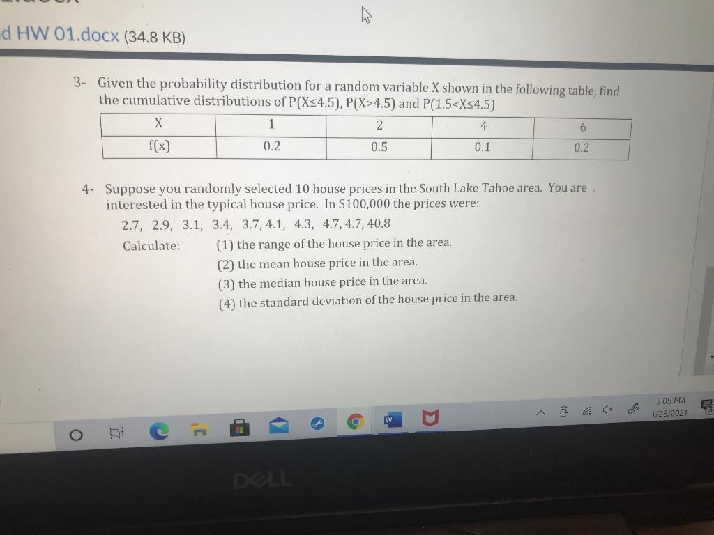 Solved d HW 01.docx (34.8 KB) 3- Given the probability | Chegg.com