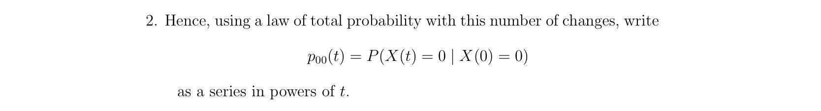 For A Continuous Time Markov Process On States 01 