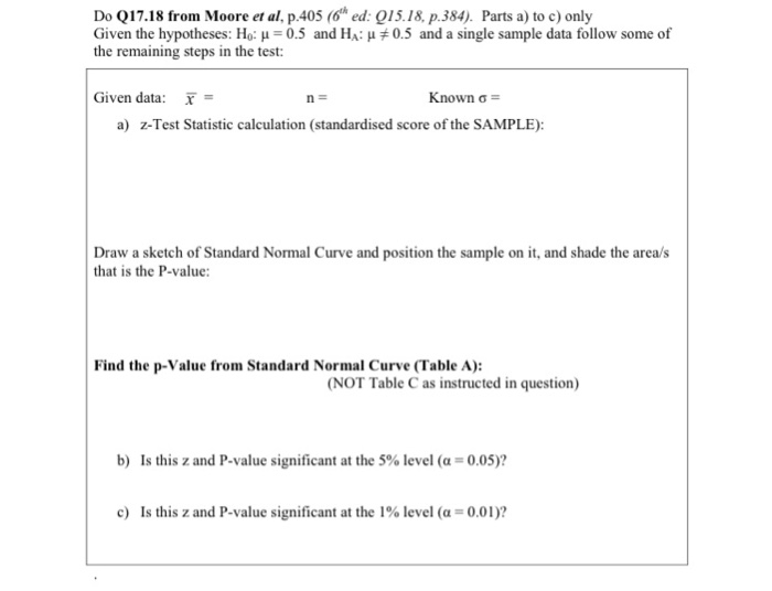 Solved Do Q17.18 from Moore et al, p.405(6h ed: 015.18, | Chegg.com