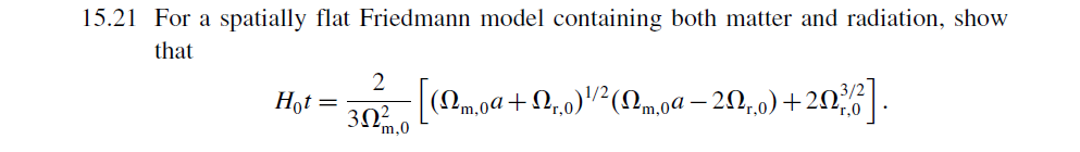 Solved 15.21 For a spatially flat Friedmann model containing | Chegg.com