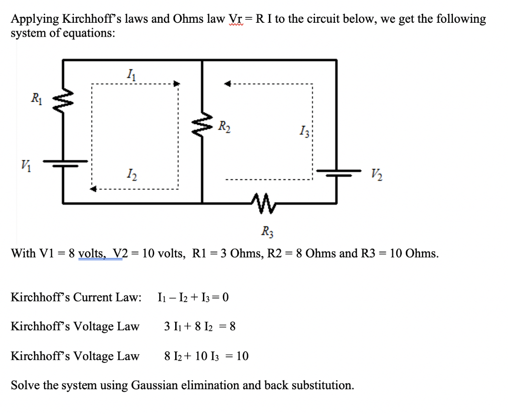 Solved Applying Kirchhoff's laws and Ohms law Vr=R I to the | Chegg.com