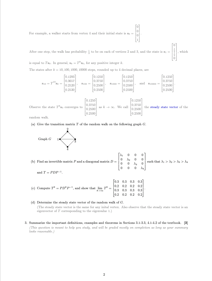 Solved For example, a walker starts from vertex 4 and their | Chegg.com