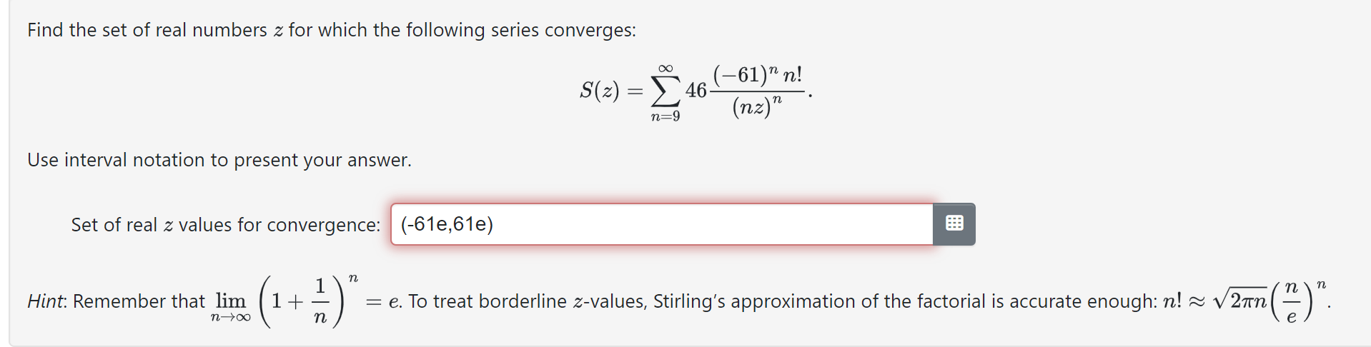 Solved Find the set of real numbers z for which the | Chegg.com