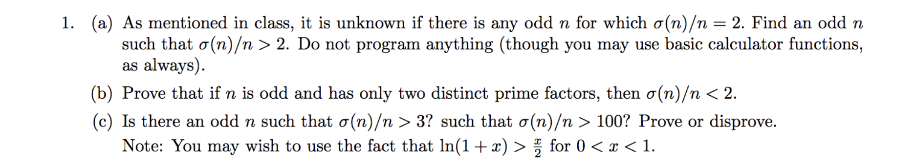 Number Theory Proof where σ(n) is defined to be the | Chegg.com