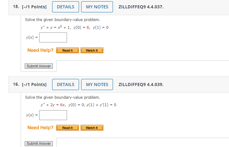 Solved [-/1 ﻿Points]ZILLDIFFEQ9 4.4.037.Solve the given | Chegg.com