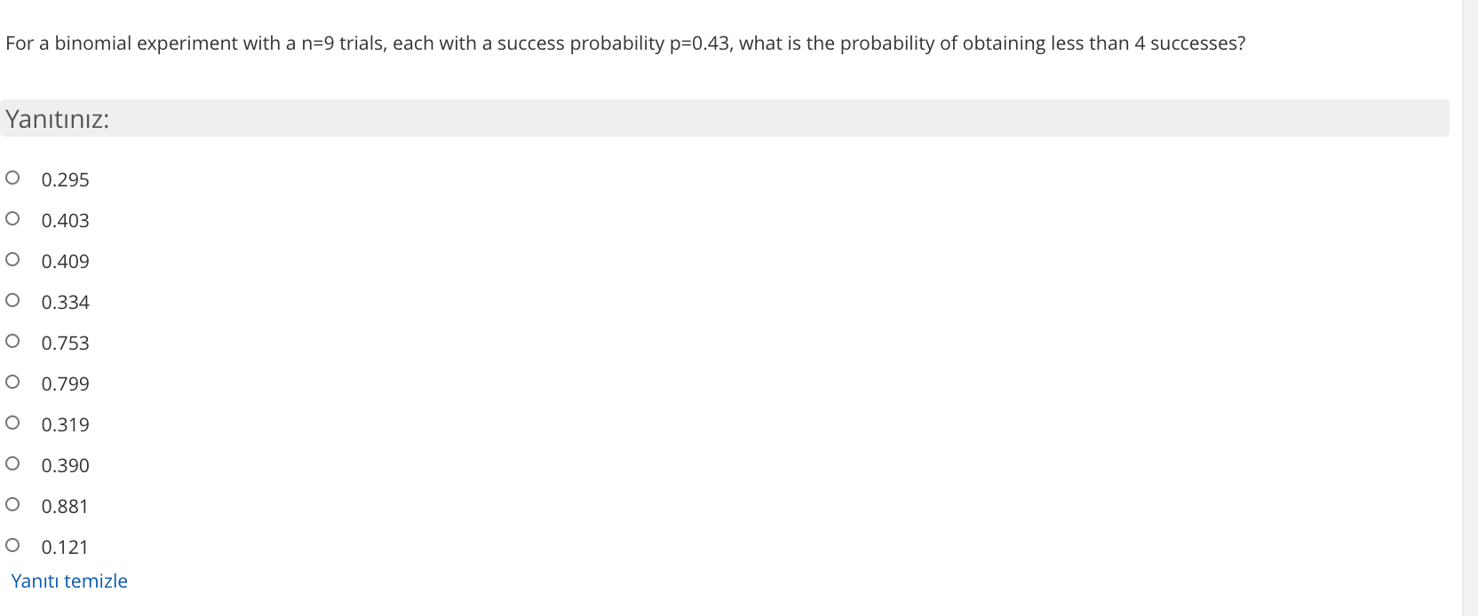 Solved For a binomial experiment with a n=9 trials, each | Chegg.com