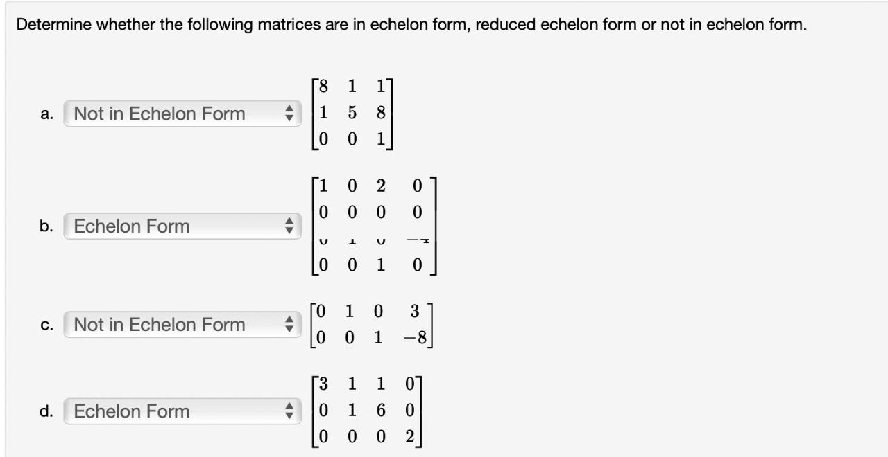 Solved Determine whether the following matrices are in | Chegg.com