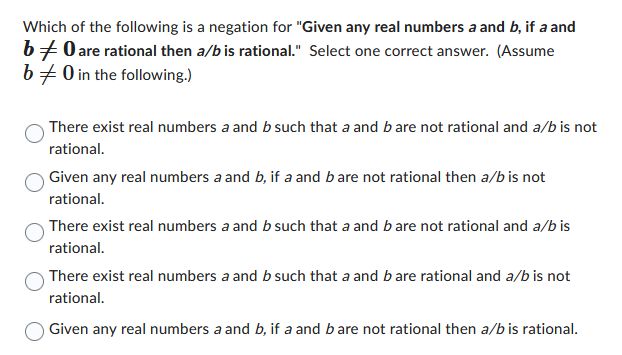 Solved Which of the following is a negation for "Given any | Chegg.com