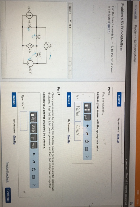 Solved Find the branch currents i ie for the circuit shown | Chegg.com