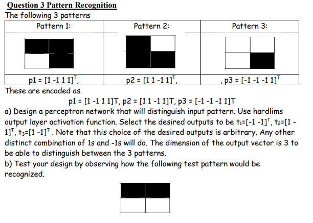 Solved Question 3 Pattern Recognition The following 3 | Chegg.com