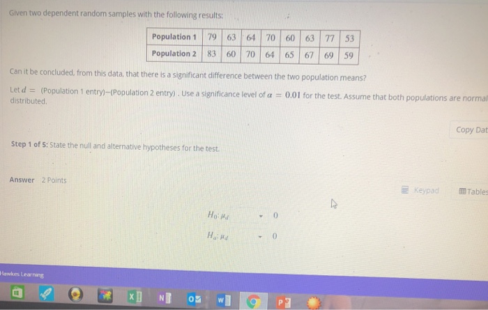 Solved Given two dependent random samples with the following | Chegg.com