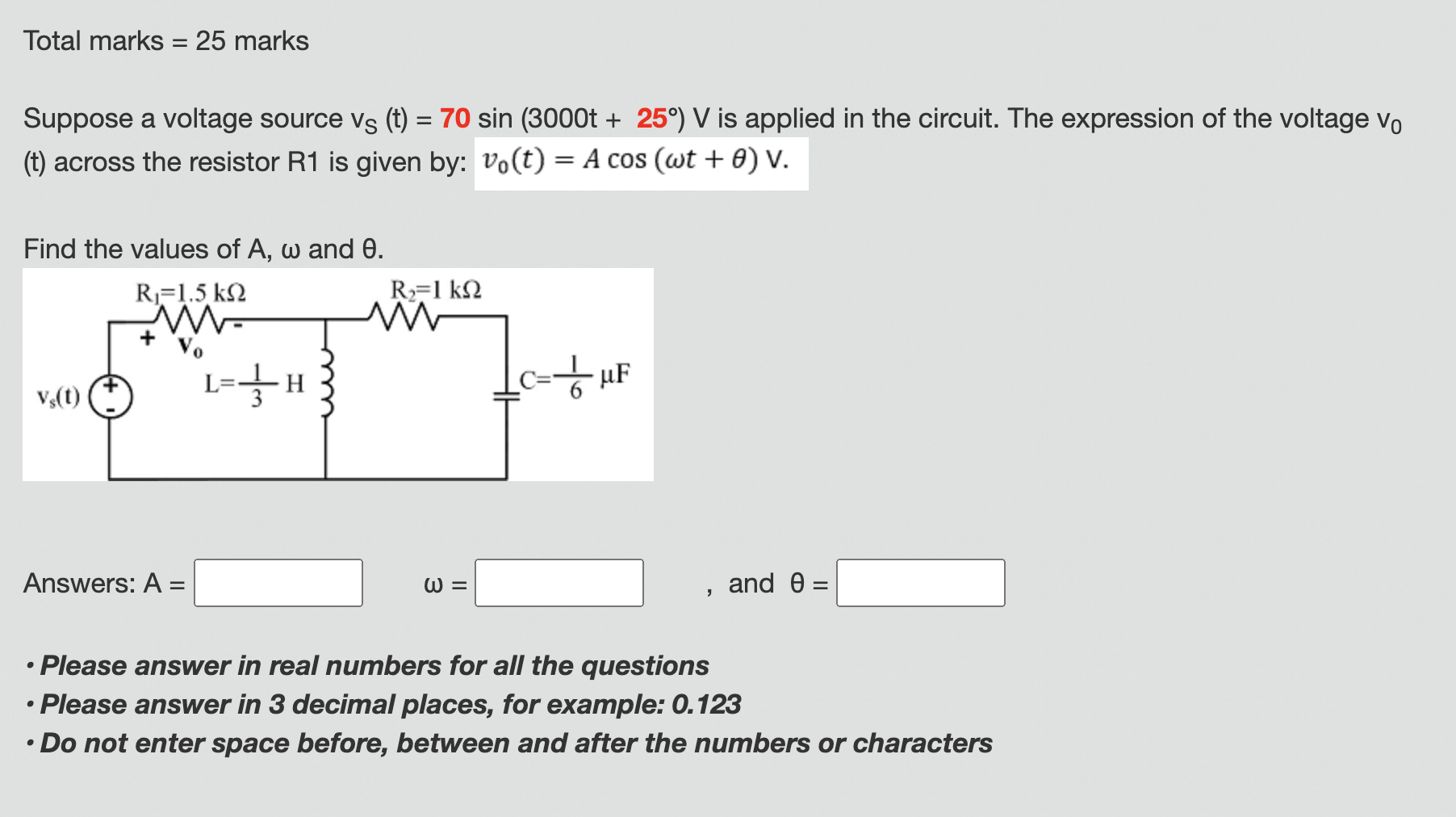 Solved Total marks = 25 marks = = Suppose a voltage source | Chegg.com