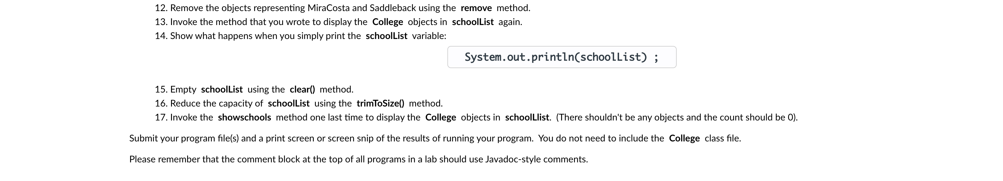Solved Project 1 An Arraylist Of Colleges In This Lab Use A 1792