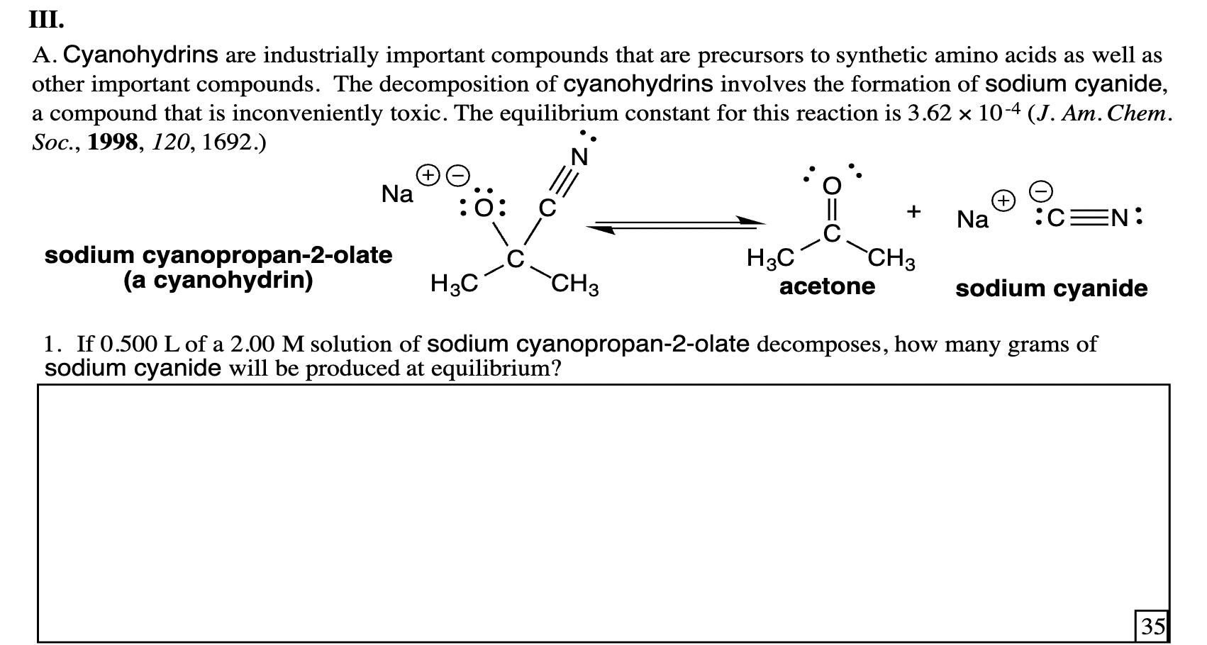 Solved A. Cyanohydrins are industrially important compounds | Chegg.com