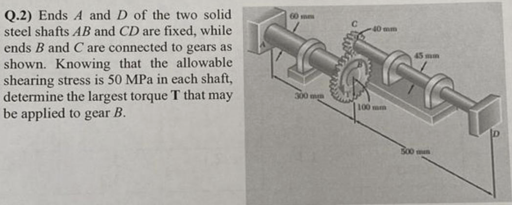 Solved Q.2) Ends A and D of the two solid steel shafts AB | Chegg.com