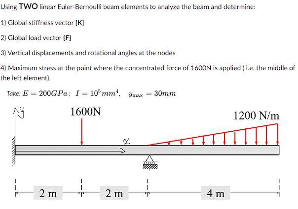 Solved Using TWO linear Euler-Bernoulli beam elements to | Chegg.com