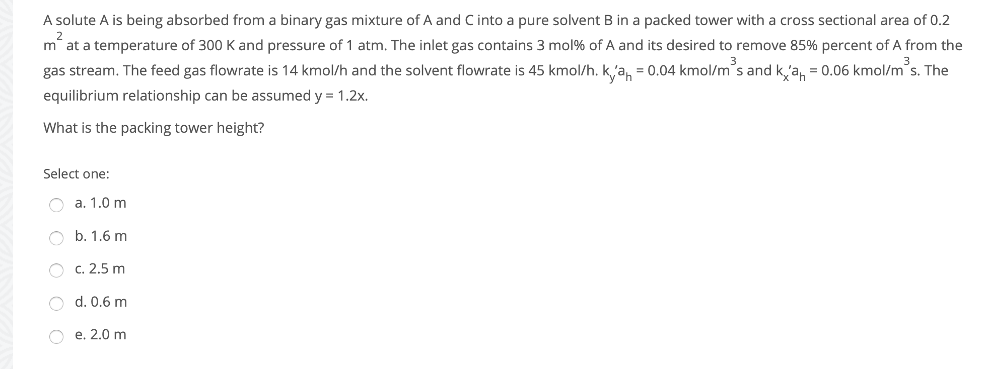 Solved A solute A is being absorbed from a binary gas | Chegg.com