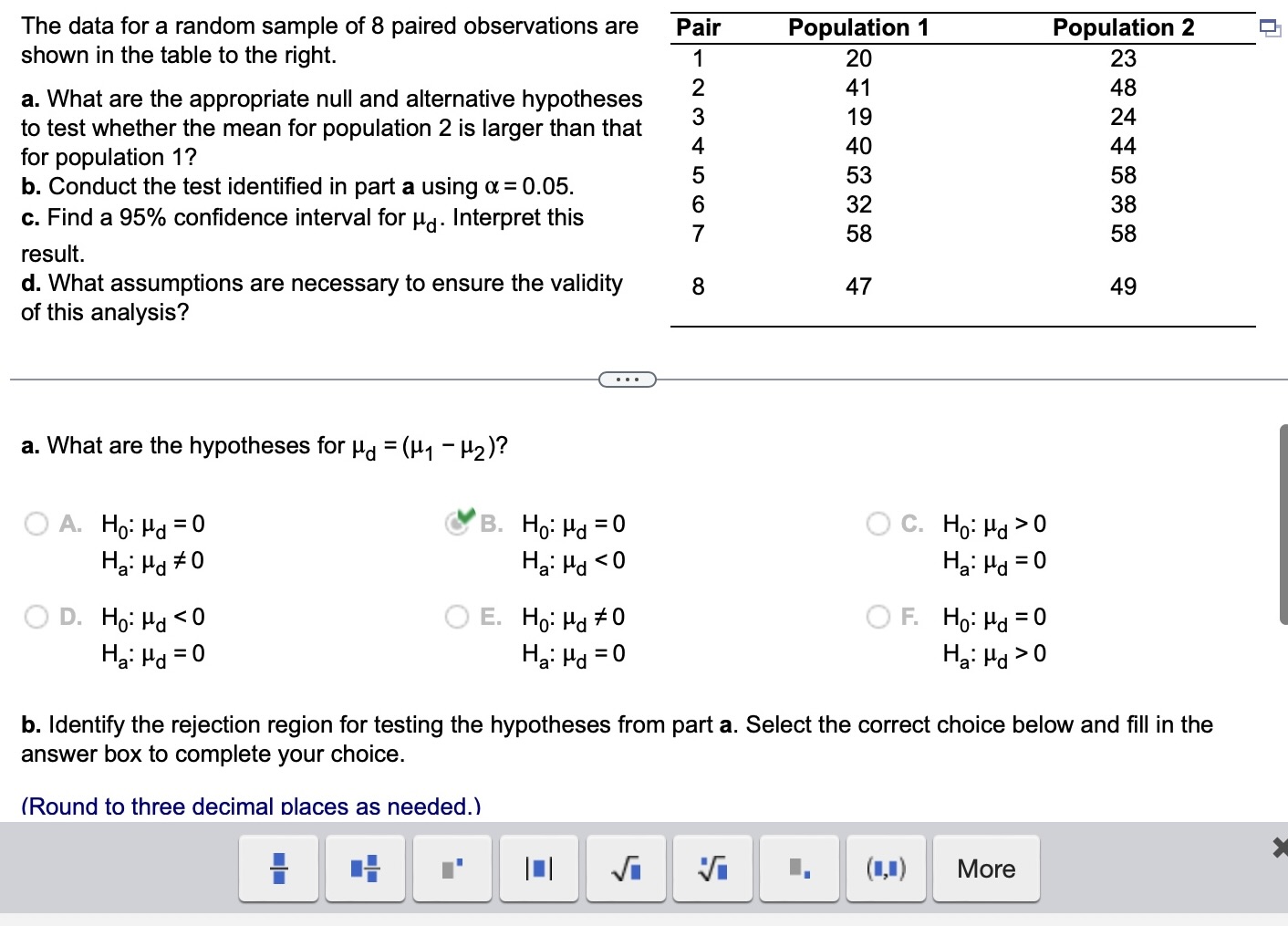 Solved The data for a random sample of 8 ﻿paired | Chegg.com