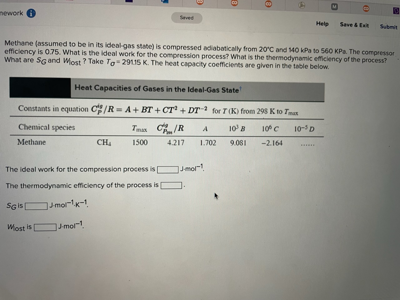Solved Methane (assumed to be in its ideal-gas state) is | Chegg.com