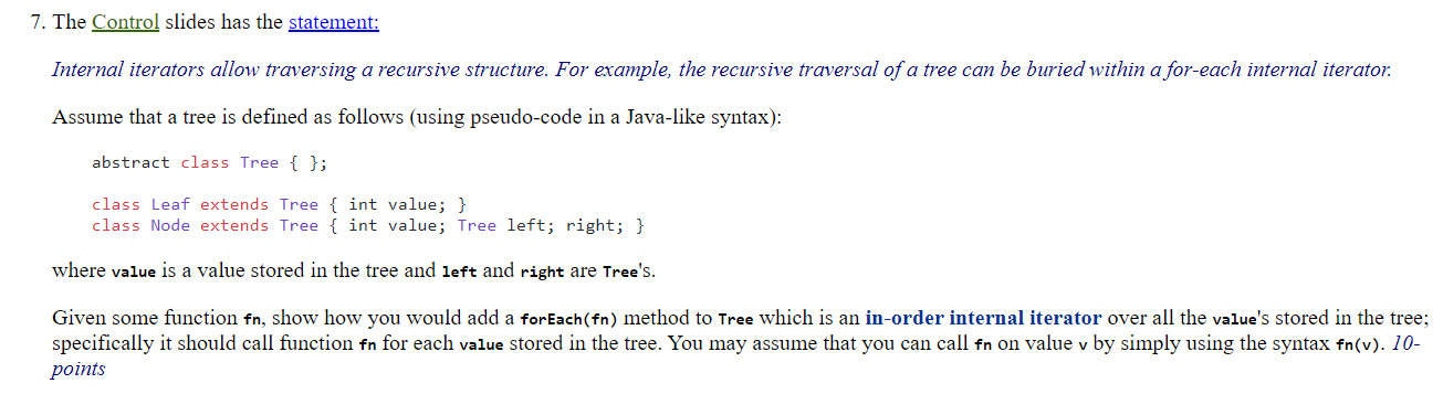 Solved 7. The Control slides has the statement: Internal | Chegg.com