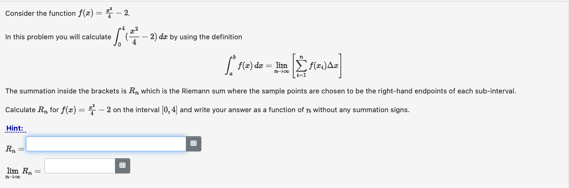 Solved Consider the function f(x)=x24-2.In this problem you | Chegg.com