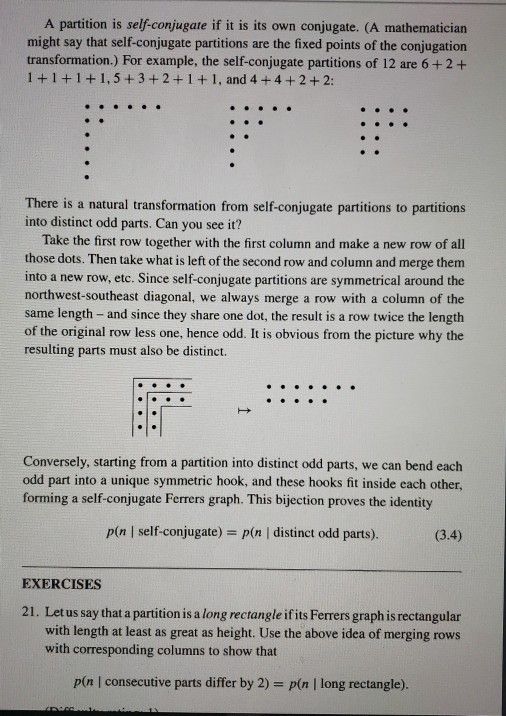 Solved A partition is self-conjugate if it is its own | Chegg.com