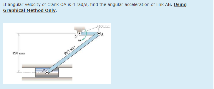 Solved If angular velocity of crank OA is 4 rad/s, find the | Chegg.com