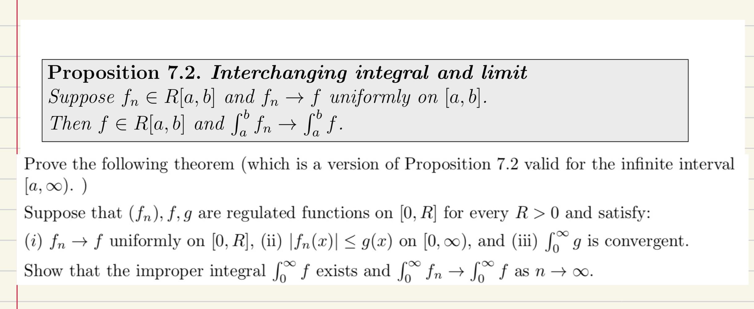 Solved Proposition 7.2. Interchanging integral and limit | Chegg.com