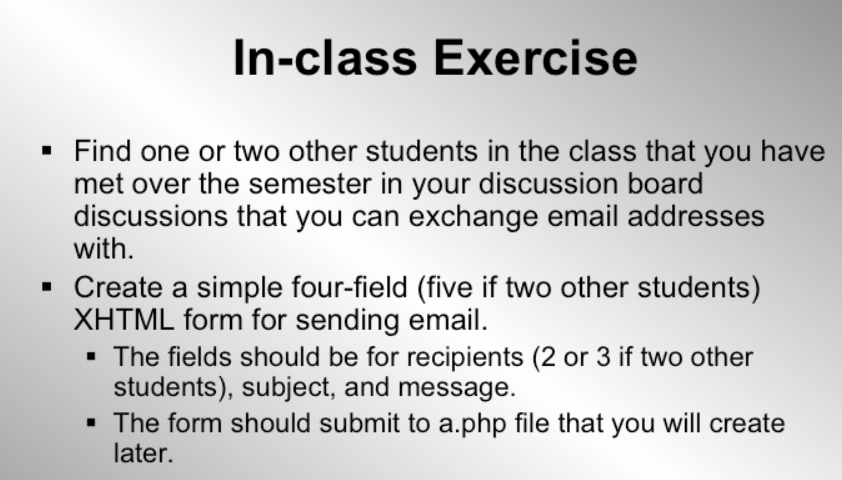 In-class Exercise Find one or two other students in | Chegg.com
