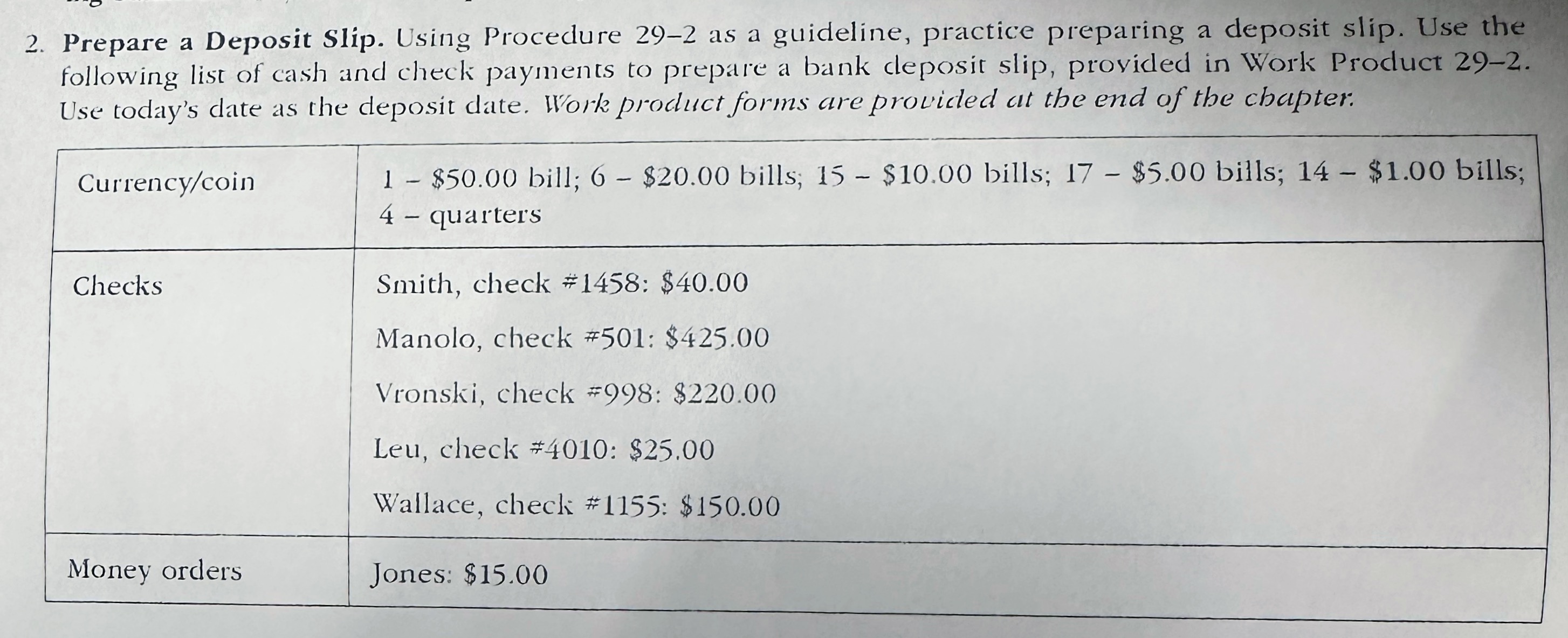 Solved Competency Practice 2. ﻿Prepare a Deposit Slip. Using | Chegg.com