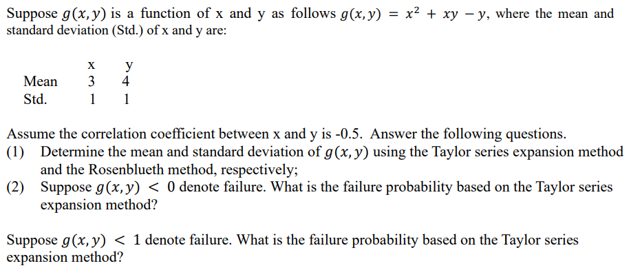 Solved = Suppose g(x,y) is a function of x and y as follows | Chegg.com