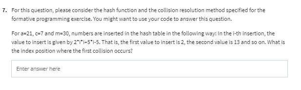Solved For this question, please consider the hash function | Chegg.com