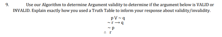 Solved Use Our Algorithm To Determine Argument Validity To 9897
