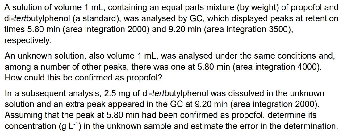 Solved A solution of volume 1 mL, containing an equal parts | Chegg.com
