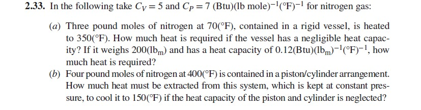 Solved 2.33. In the following take Cv = 5 and Cp = 7 | Chegg.com