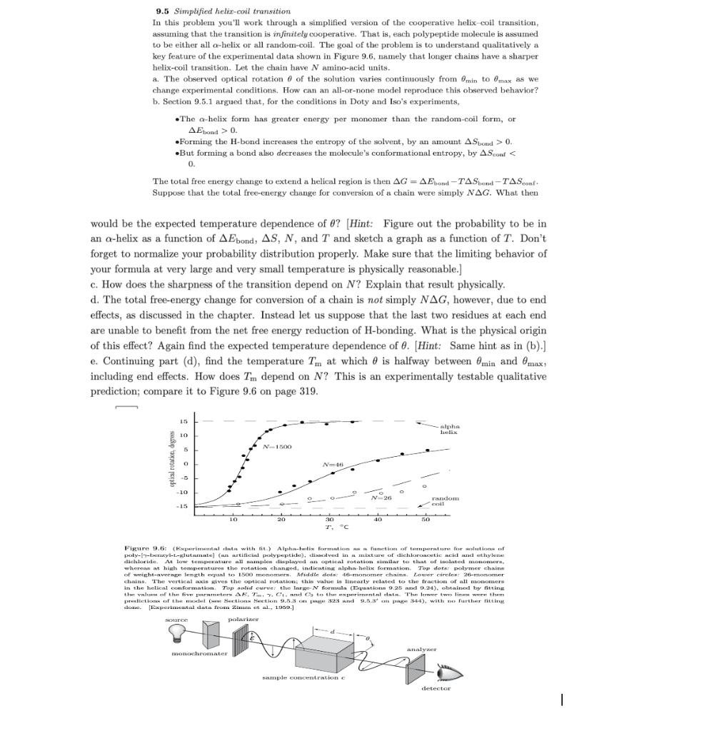 Solved 9.5 Simplified helix-coil transition In this problem | Chegg.com