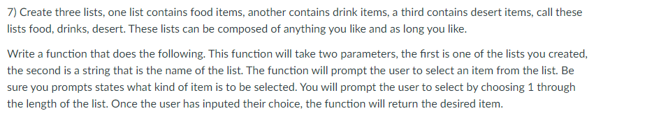 Solved Write functions for the following and turn in | Chegg.com