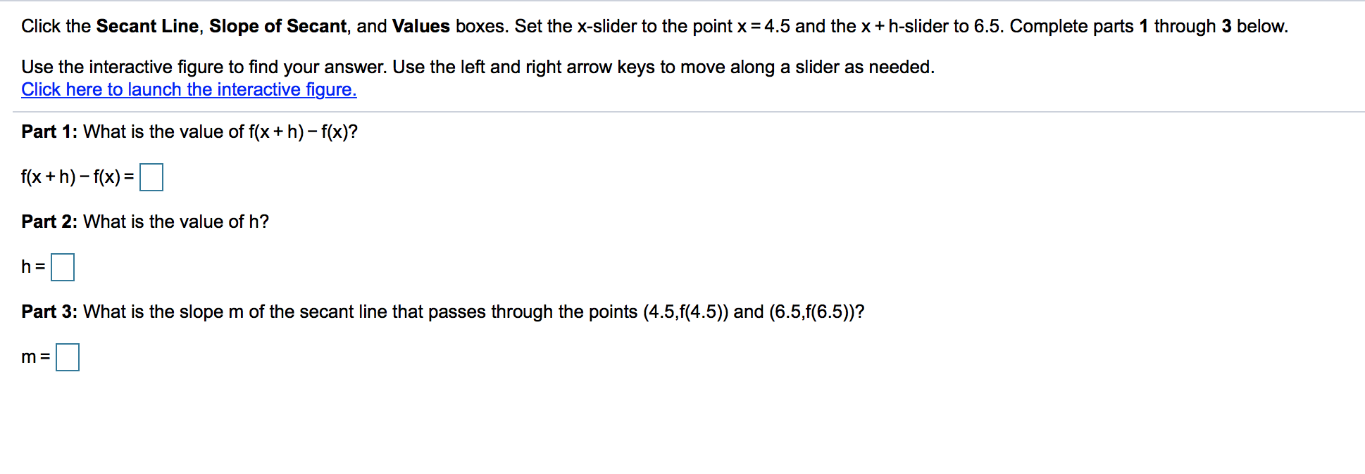 Solved Click The Secant Line Slope Of Secant And Values