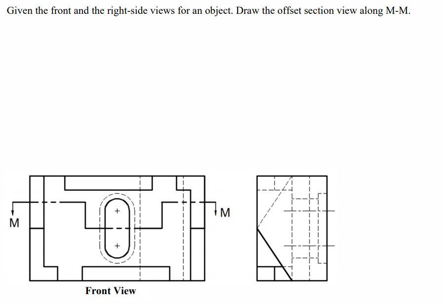 Solved Given the front and the right-side views for an | Chegg.com