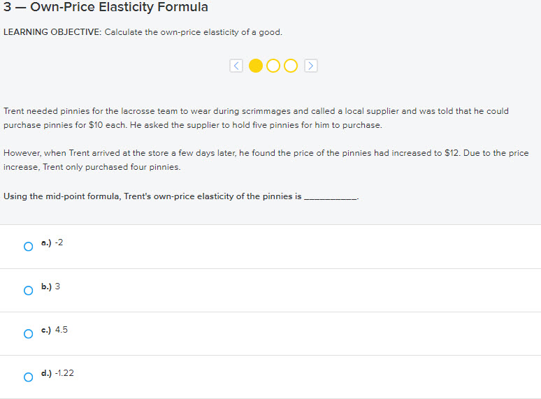 Solved 3 – Own-Price Elasticity Formula LEARNING OBJECTIVE: | Chegg.com