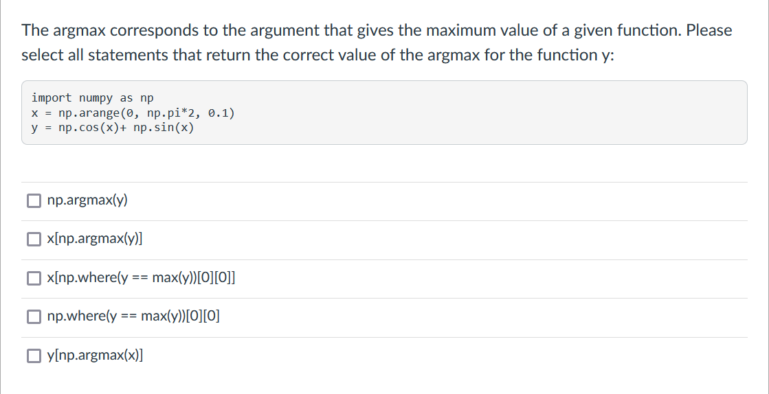 Solved The argmax corresponds to the argument that gives the | Chegg.com