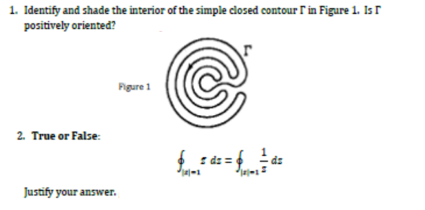 Solved 1. Identify and shade the interior of the simple | Chegg.com