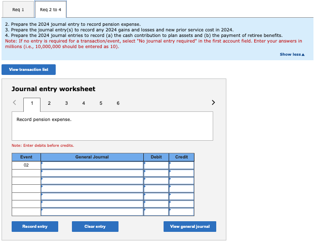Solved Journal entry worksheet 1 Record new prior service | Chegg.com