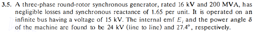 Solved 3.5. A threc-phase round-rotor synchronous generator, | Chegg.com