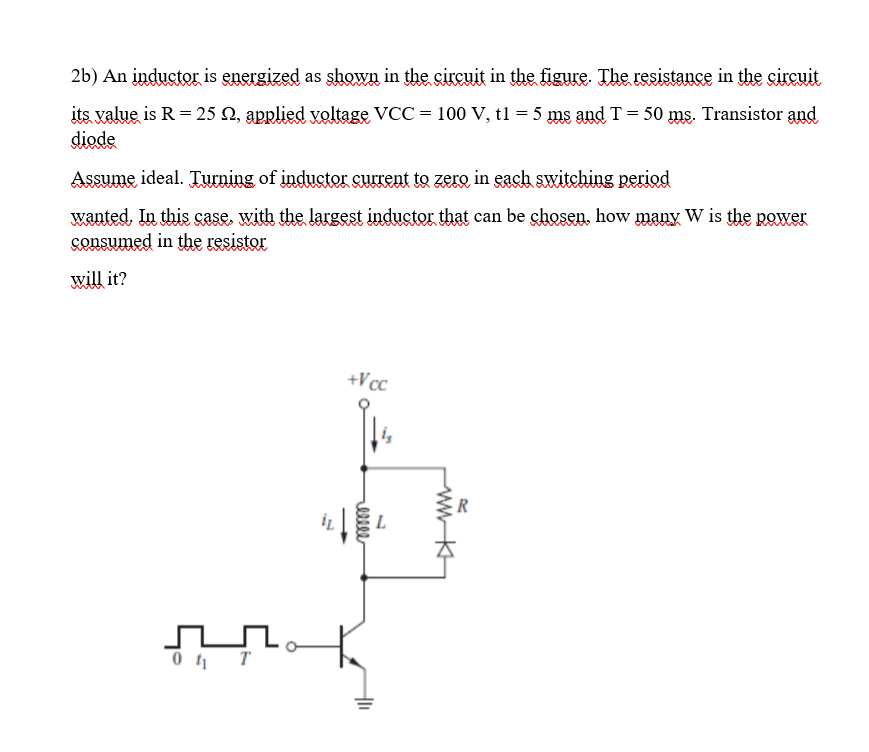 Solved 2b) An inductor is energized as shown in the circuit | Chegg.com