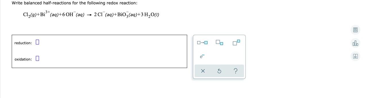 Solved Write balanced half-reactions for the following redox | Chegg.com