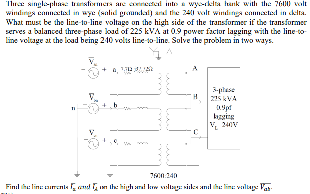 Solved Three single-phase transformers are connected into a | Chegg.com