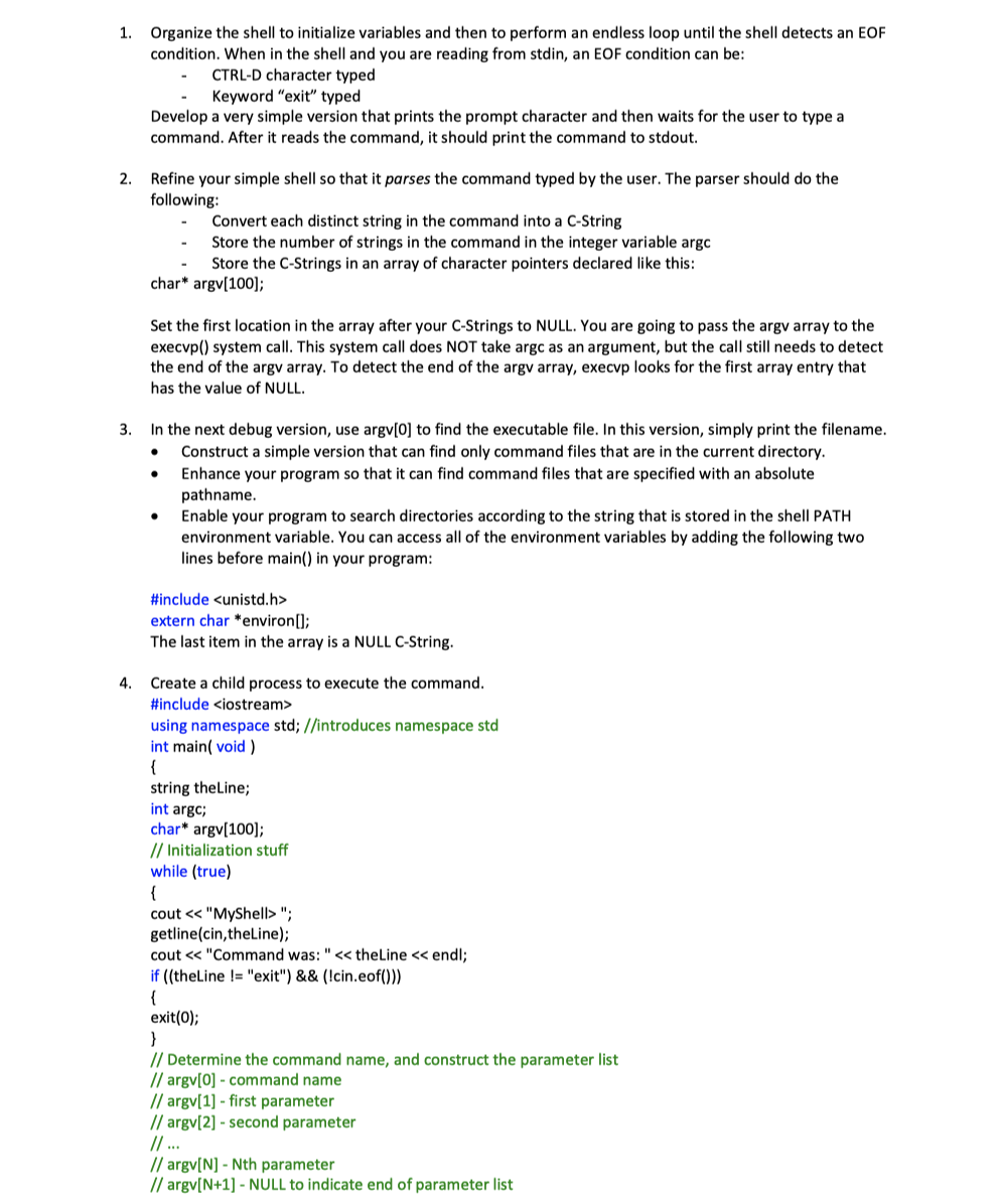 Introduction to Developing a Shell Program In this | Chegg.com