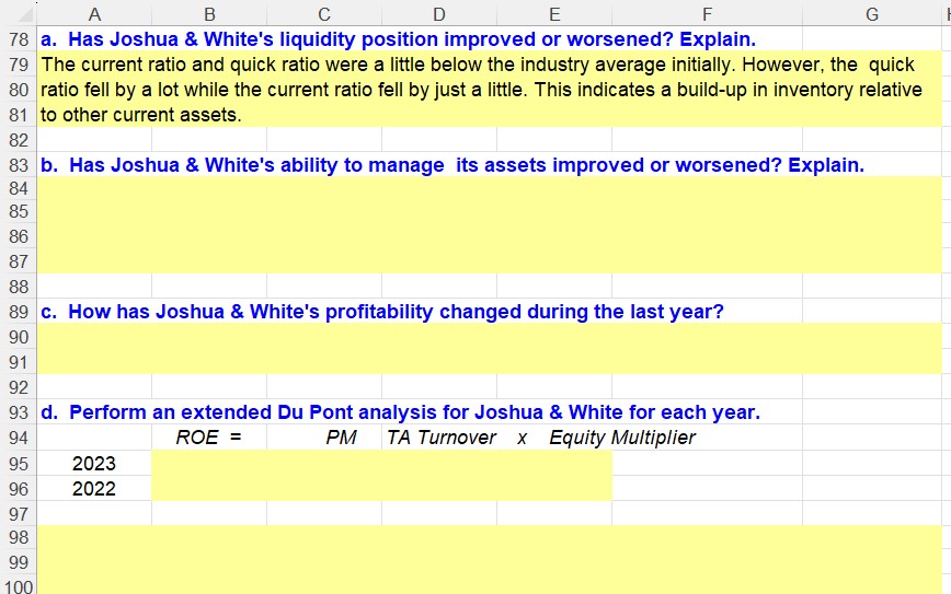 Solved A B C D E Joshua \& White Technologies: December 31 | Chegg.com