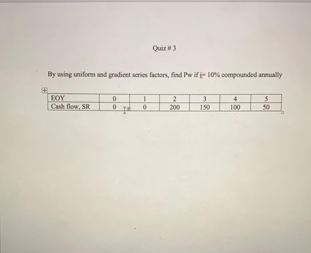 Solved Quiz #3 By using uniform and gradient series factors, | Chegg.com